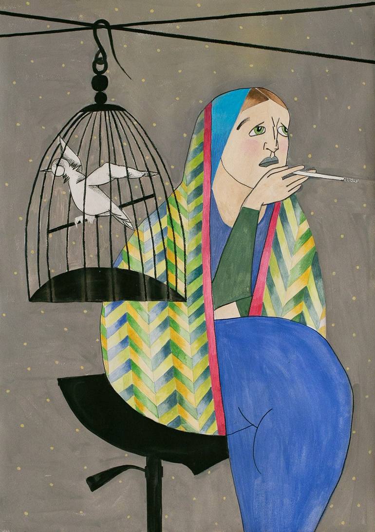 A cage for a friend Painting by Galia Sidorenko | Saatchi Art