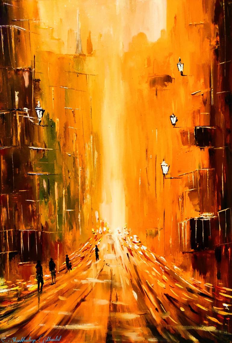 City life Painting by Shankhadeep Mondal | Saatchi Art