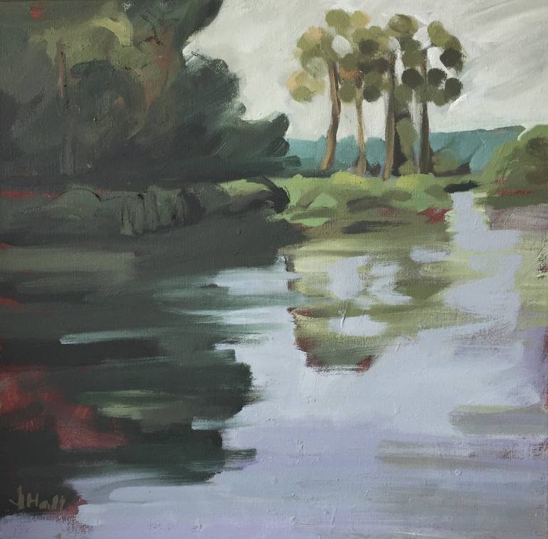 River in Wiltshire Painting by Jonathan Hall | Saatchi Art
