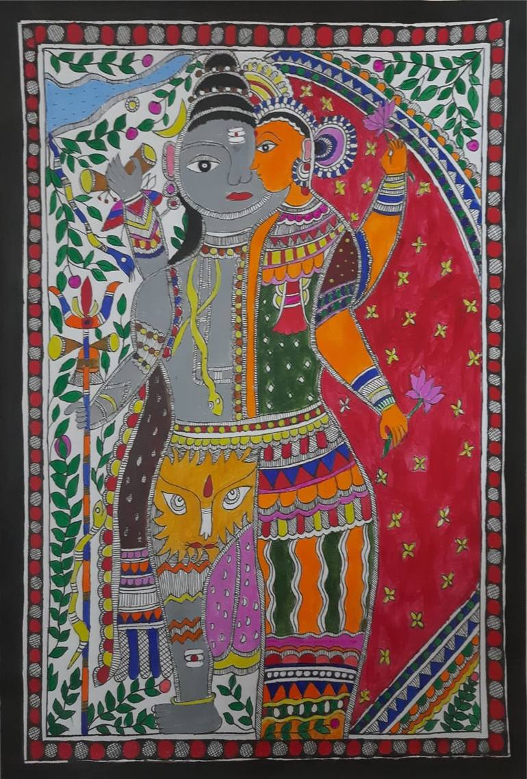 Ardhanarishwar Madhubhani Painting Painting by Deepika Manohar ...