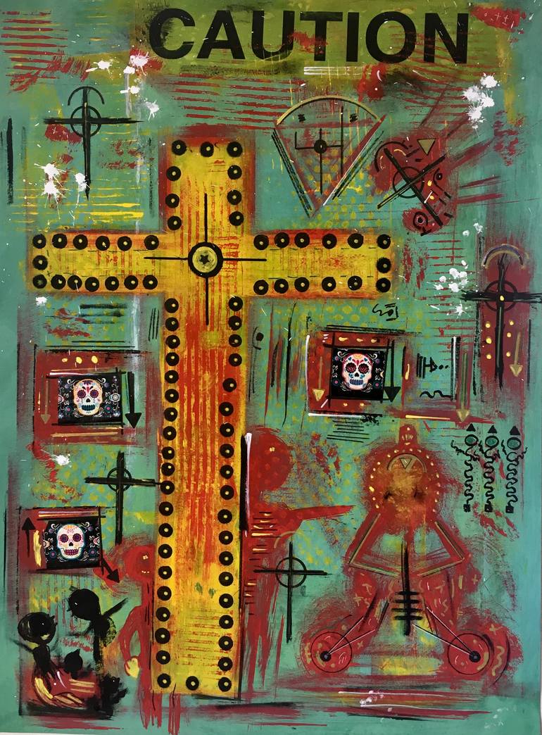 Happy Death Cross 1 Painting by Mark E Phelan | Saatchi Art