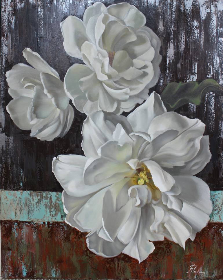 White Flowers Painting by Liss Art Studio | Saatchi Art
