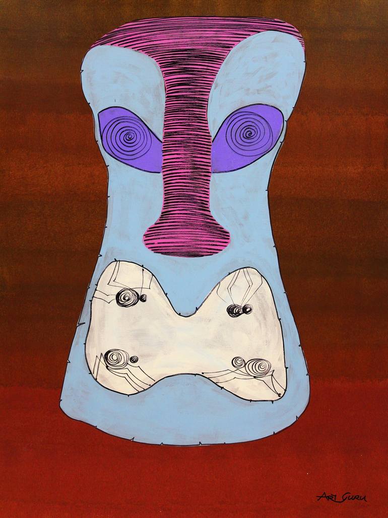 Funky Mask By ArtGuru 9585A - Acrylic On Canvas Painting by Artguru ...