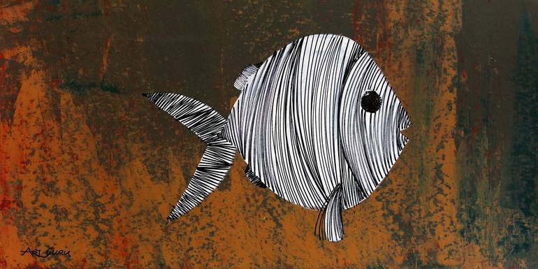 White Fish By ArtGuru 9642A - Acrylic On Paper Painting by Artguru ...
