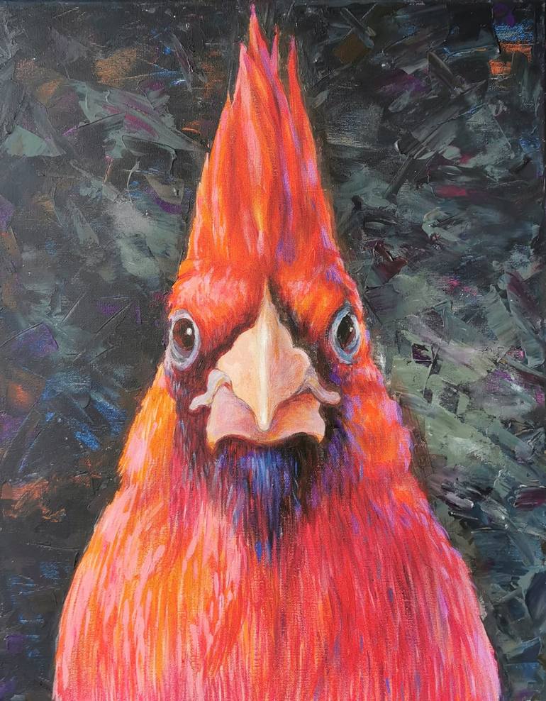Red Cardinal Painting by Vjatseslav Berdikov | Saatchi Art