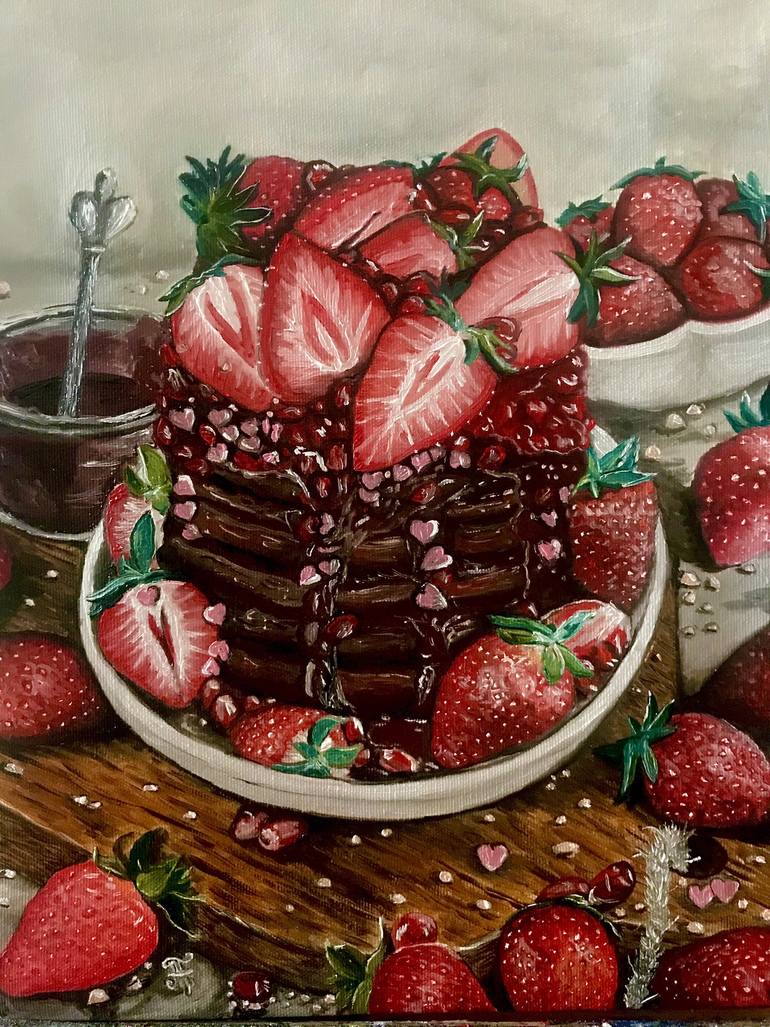 Original Painting For Kitchen Strawberry Stilllife Food Red Artwork ...