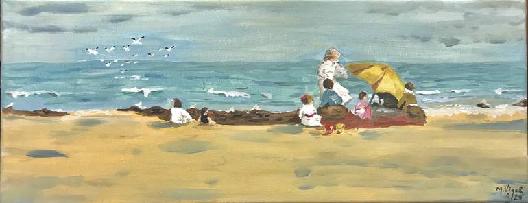 FAMILY ON THE BEACH Painting by Michael Viger | Saatchi Art