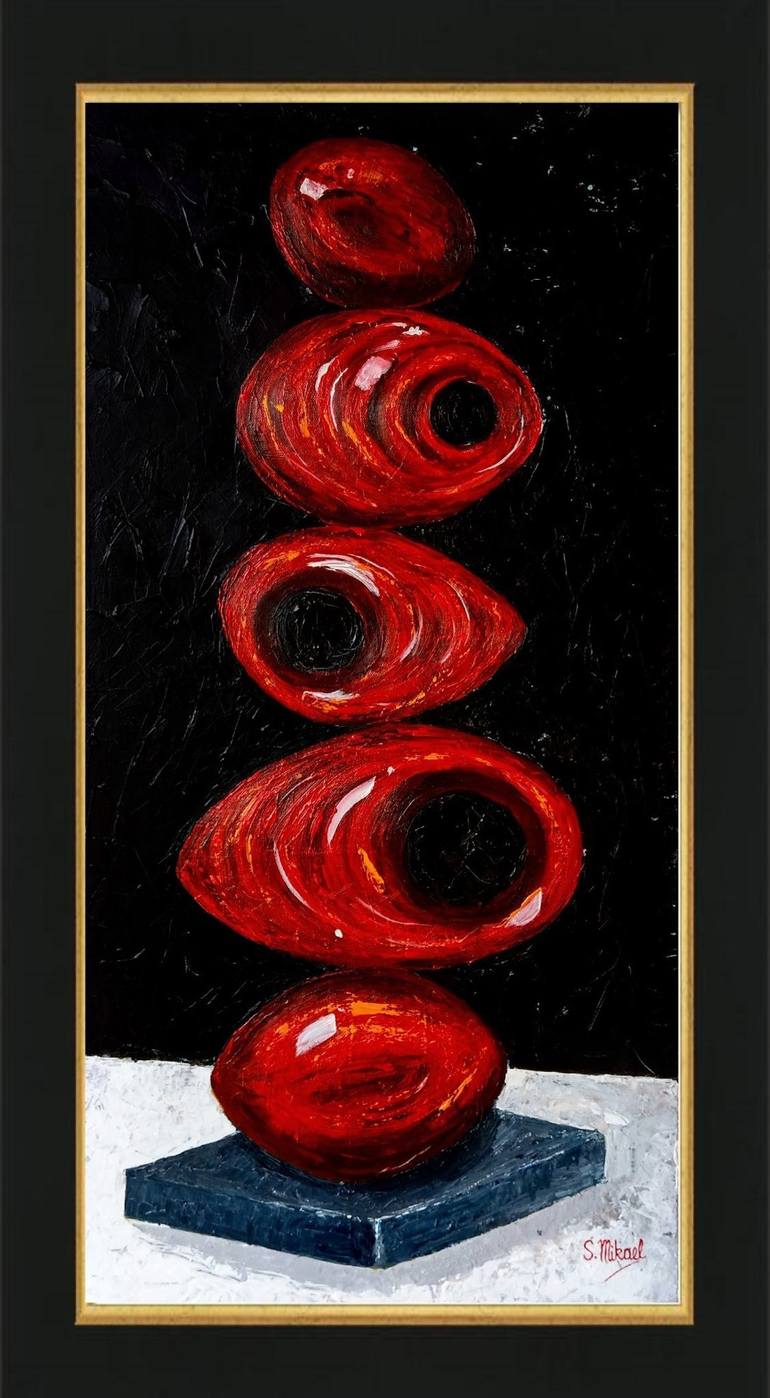 The Red Statue Painting by Michael Aoun | Saatchi Art