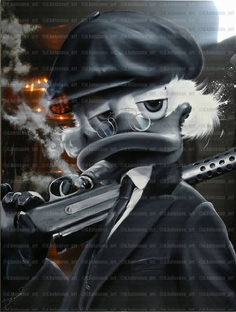Peaky Duck with cigar Painting by Daria Kolosova | Saatchi Art