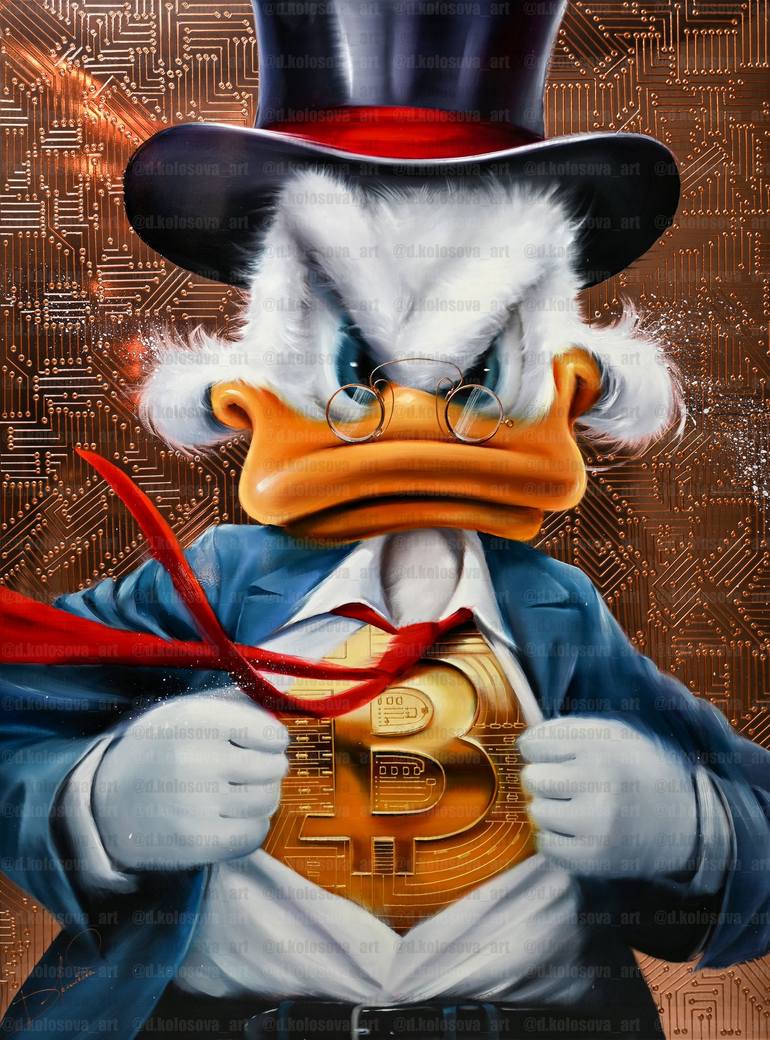 Duck with BTC Painting by Daria Kolosova | Saatchi Art