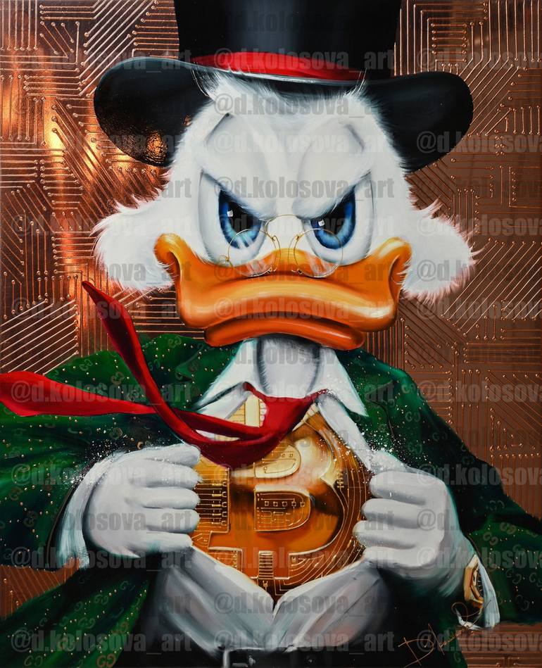 Duck with Bitcoin in green Gucci suit Painting by Daria Kolosova ...