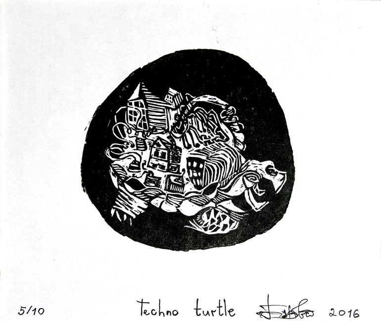 Techno turtle. Limited edition of 10 Printmaking by Jana Moonkey ...