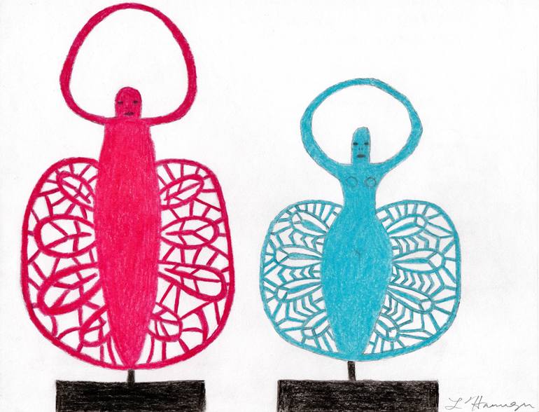 Winged Women Drawing by Laurie Hannegan | Saatchi Art