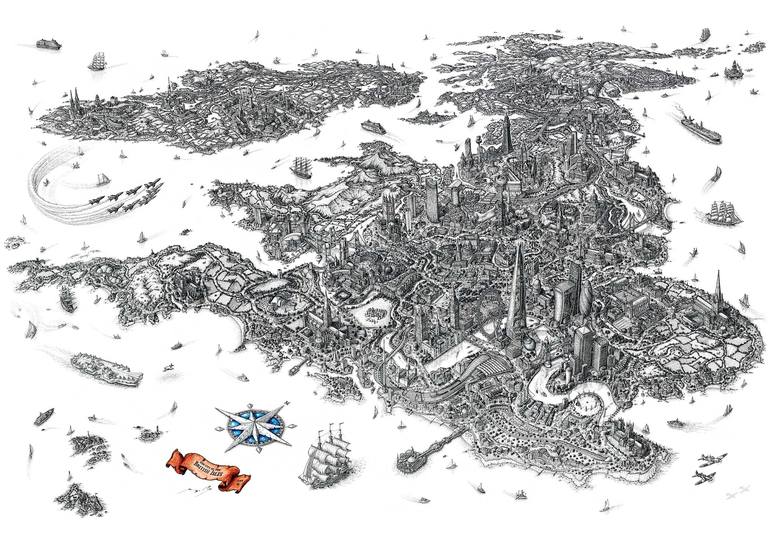The City of the British Isles Drawing by Jeff Murray | Saatchi Art