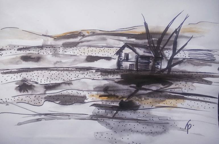 Happy hous - ink, watercolor and marker Drawing by Borqna Boko ...