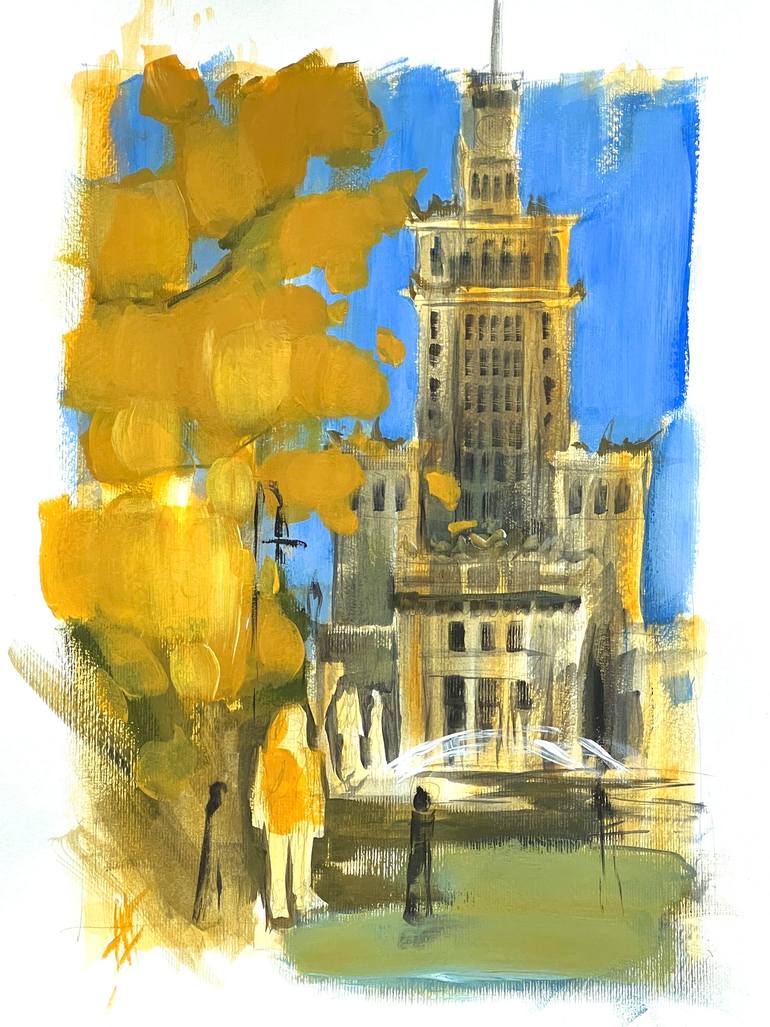 Autumn in Warsaw Painting by Anastasiia Huseynova | Saatchi Art