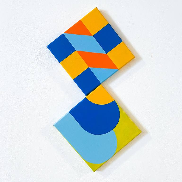 Architecture Blue Meets Orange Painting by Jessica Moritz | Saatchi Art