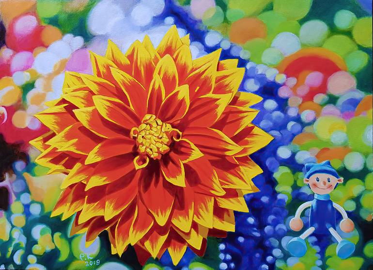 Blossom: Colorful Prosperity - Elf Painting by Pei-Kang Hsu | Saatchi Art