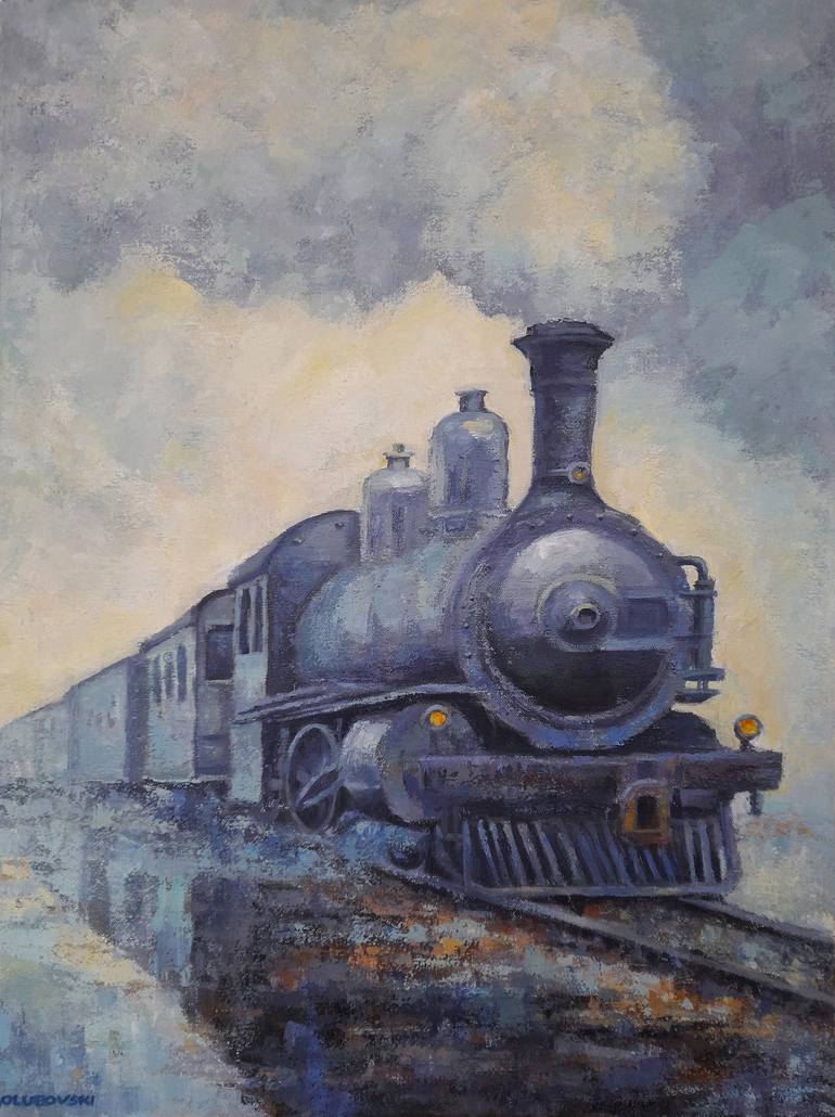 iron horse train Painting by Nikola Golubovski | Saatchi Art