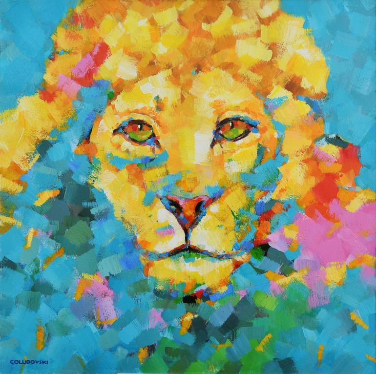 golden lion ( made in dreams ) Painting by Nikola Golubovski | Saatchi Art