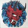 Hannya Wind Demon Mask Painting by Vasiliy Pimenov | Saatchi Art