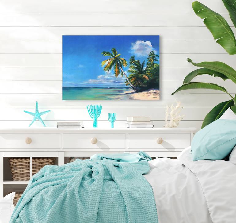 Tropical island painting Seascape beach art 'A slice of paradise ...