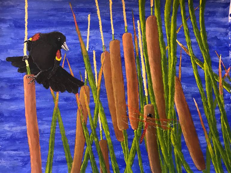 The Death of the Cardinal Meadow Hawk Painting by david greene ...
