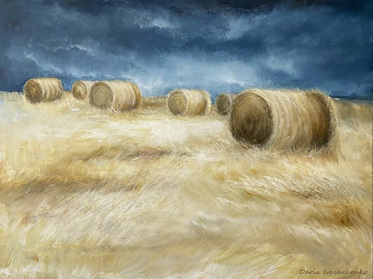 Haystacks landscape oil painting Painting by Daryna Ivashchenko ...