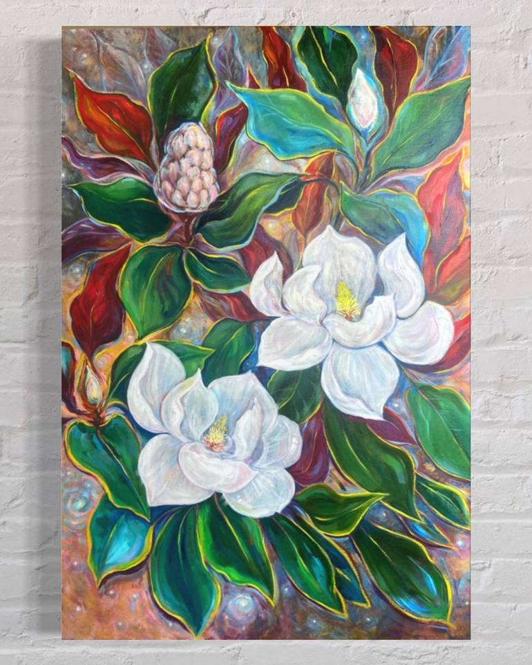 White Magnolia Painting by Tatiana Semichevskaya | Saatchi Art