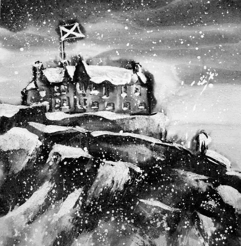 Edinburgh Castle Under Snow Painting by Chi Zhang | Saatchi Art