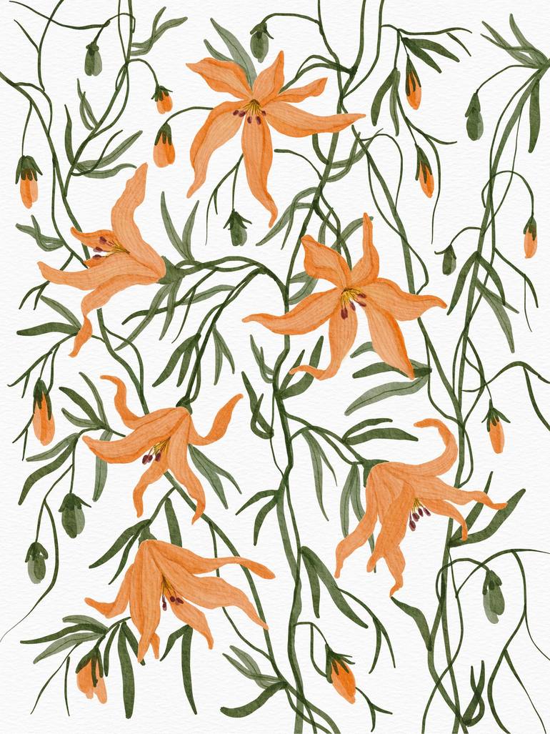Flower Bush - Lily Hybrid Blossom Drawing by Cicy illust | Saatchi Art