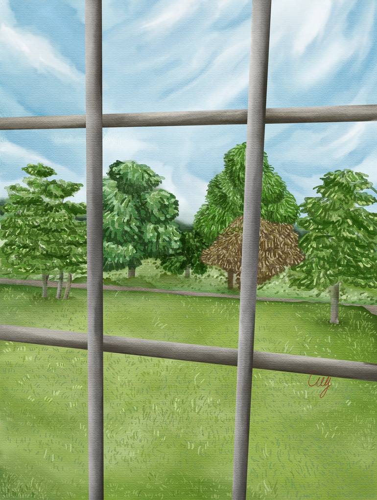 Outside The Window Drawing by Cicy illust | Saatchi Art