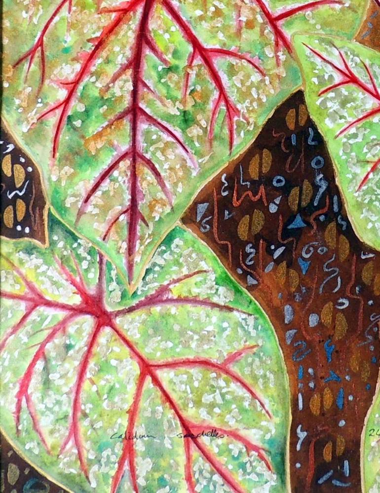 Tropical Plant, Red Caladium Painting by Elizabeth Sadler | Saatchi Art