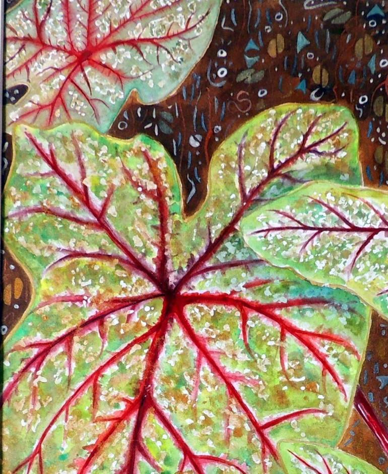 Tropical Plant, Red Caladium Painting by Elizabeth Sadler | Saatchi Art