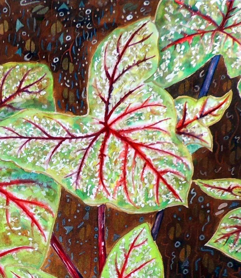 Tropical Plant, Red Caladium Painting by Elizabeth Sadler | Saatchi Art
