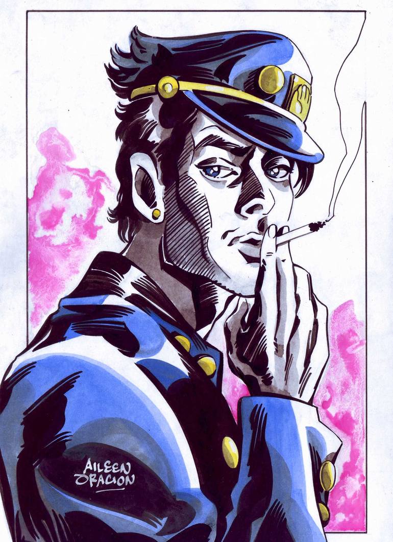 Jotaro Kujo Portrait: JOJO Anime Pop Art Painting by Aileen Oracion ...