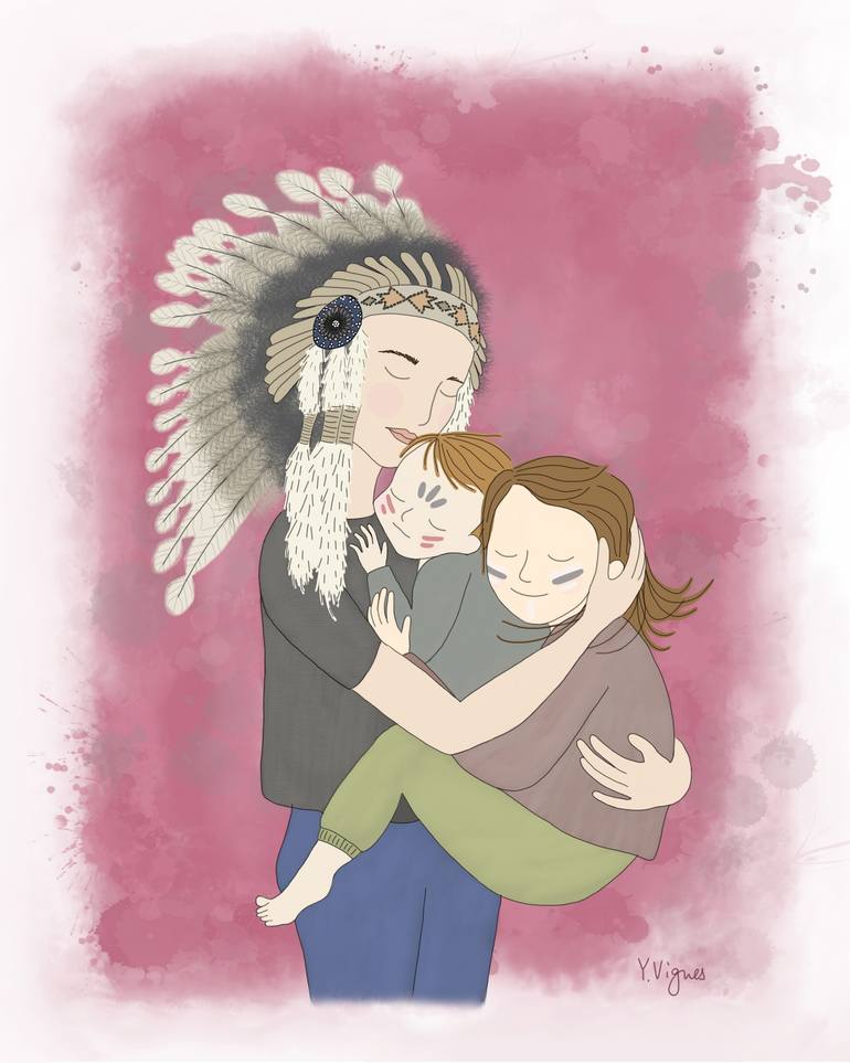 Mummy is an Indian Chief - limited edition - Mixed Media by Yvonne ...