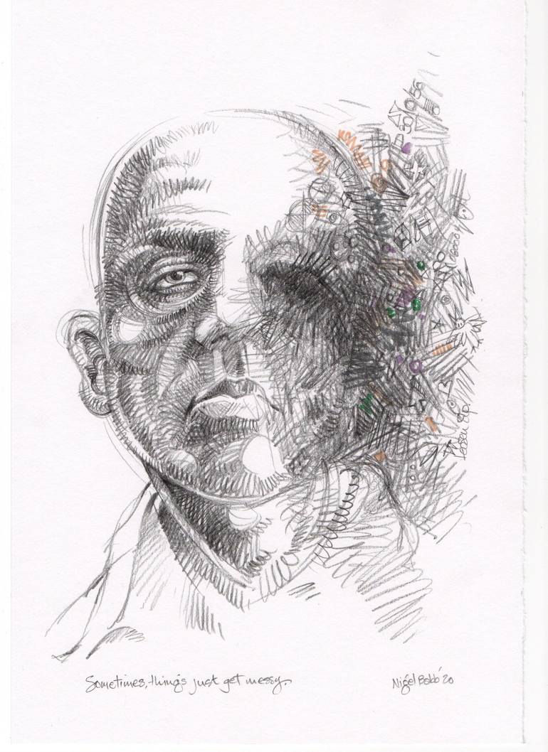 Sometimes, things just get messy. Drawing by Nigel Babb | Saatchi Art