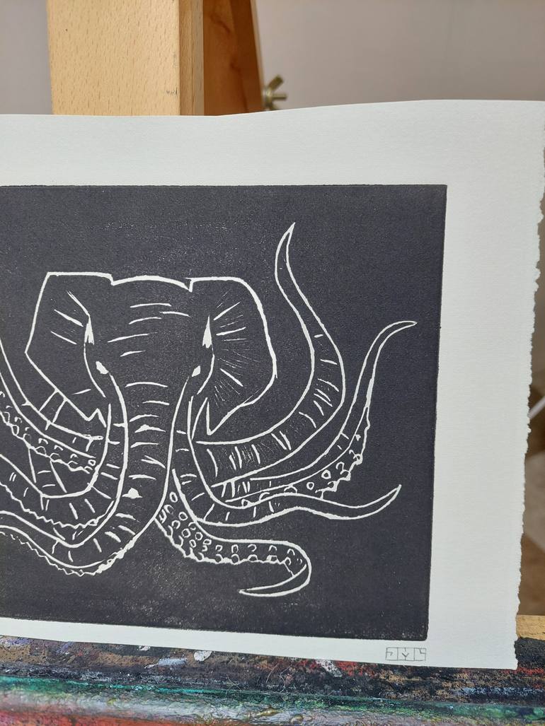 Octo-Elephant - #3/8 Printmaking by Jacob Lacour | Saatchi Art