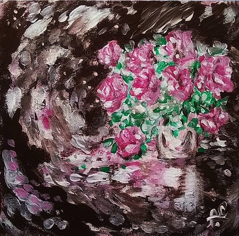 Roses in reflected light Painting by Karolina Ingo | Saatchi Art