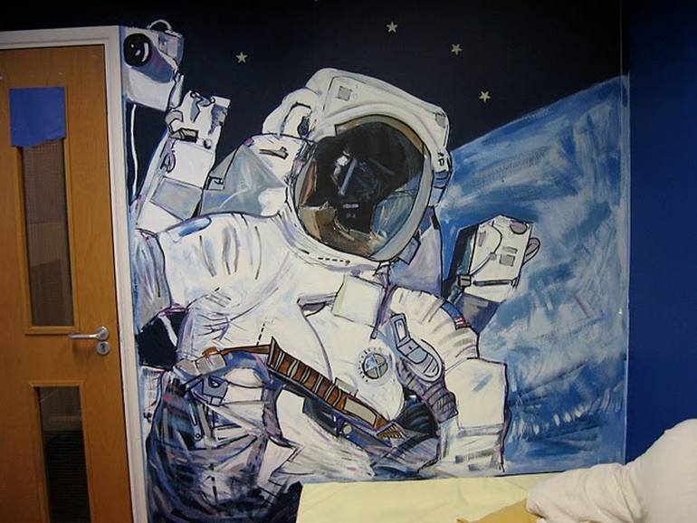 Spaceman Mural Painting by Michael Robinson | Saatchi Art