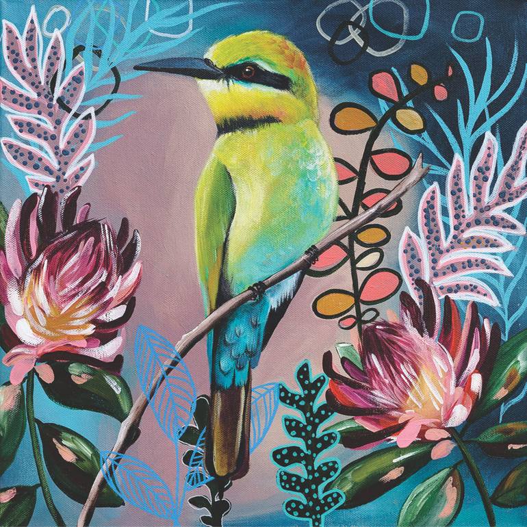Abstract Rainbow Bee Eater Painting by Heylie Morris | Saatchi Art
