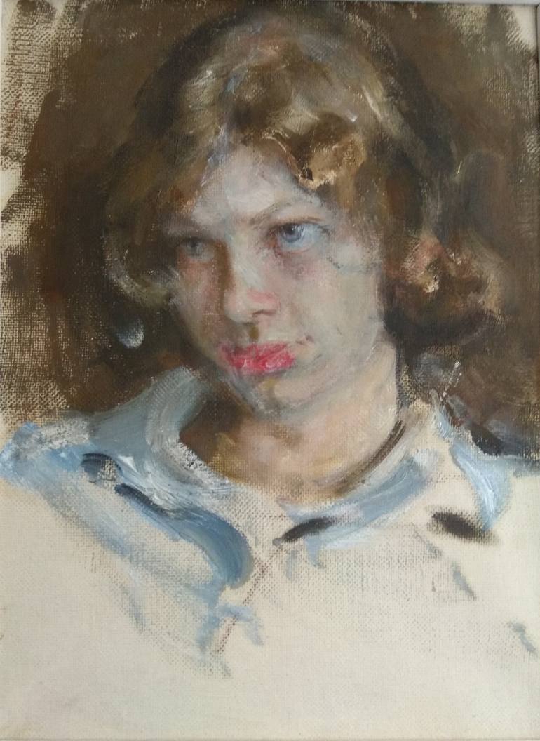 Portrait of sister Painting by Yuriy Ushakov | Saatchi Art