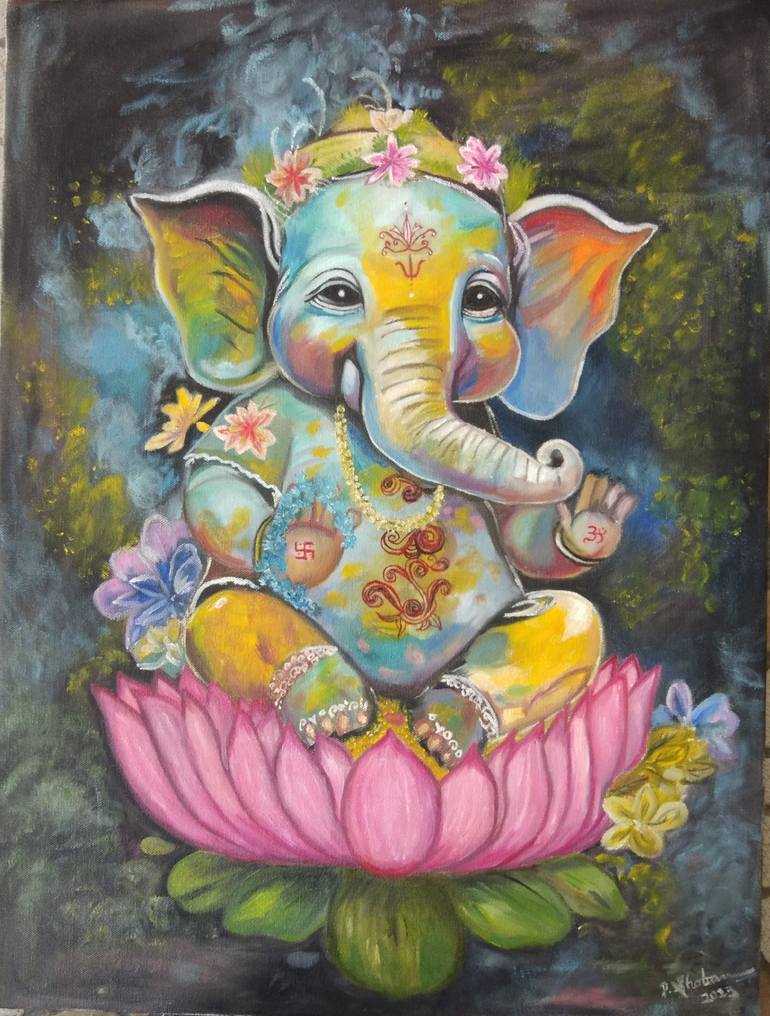 Ganesha Painting by Shobana Pothiraj | Saatchi Art