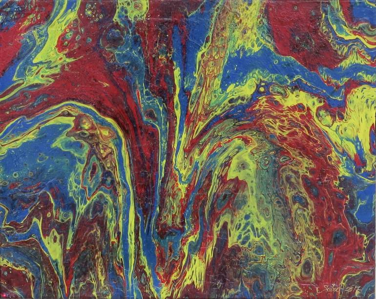 Fountain of Primary Colors Painting by Elizabeth Siebert | Saatchi Art