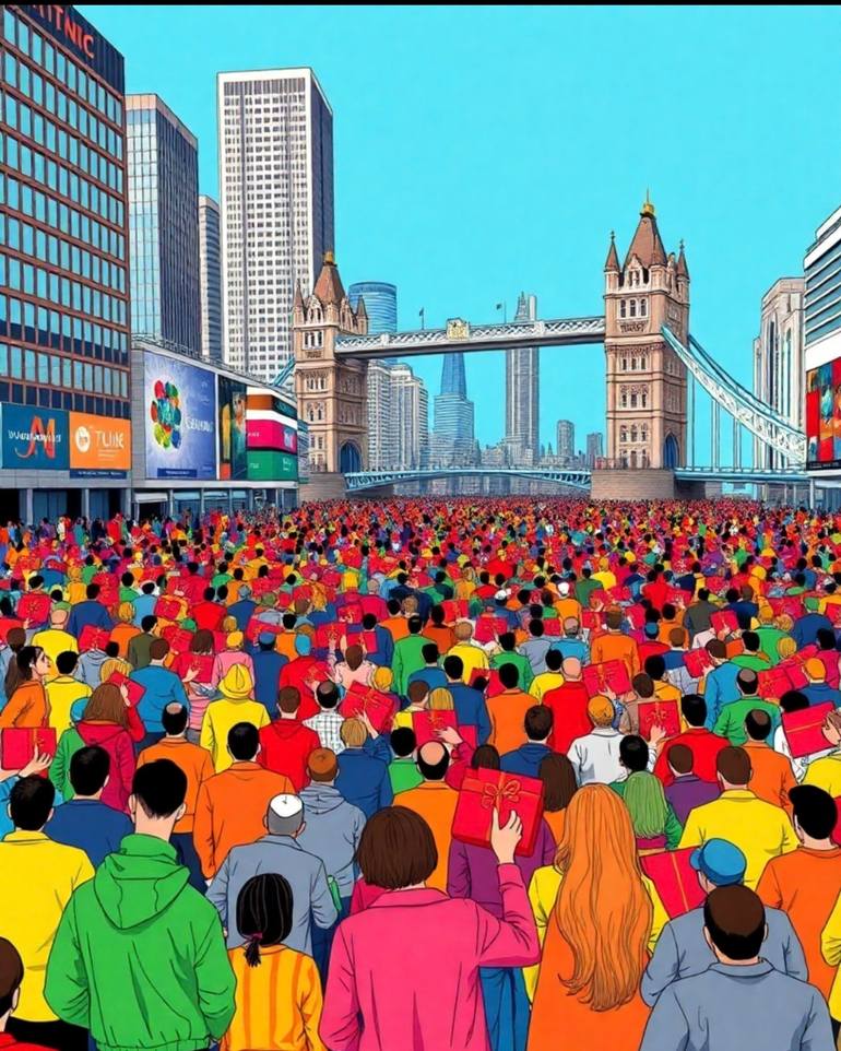 Urban life in London Painting by Sanja JančIć | Saatchi Art