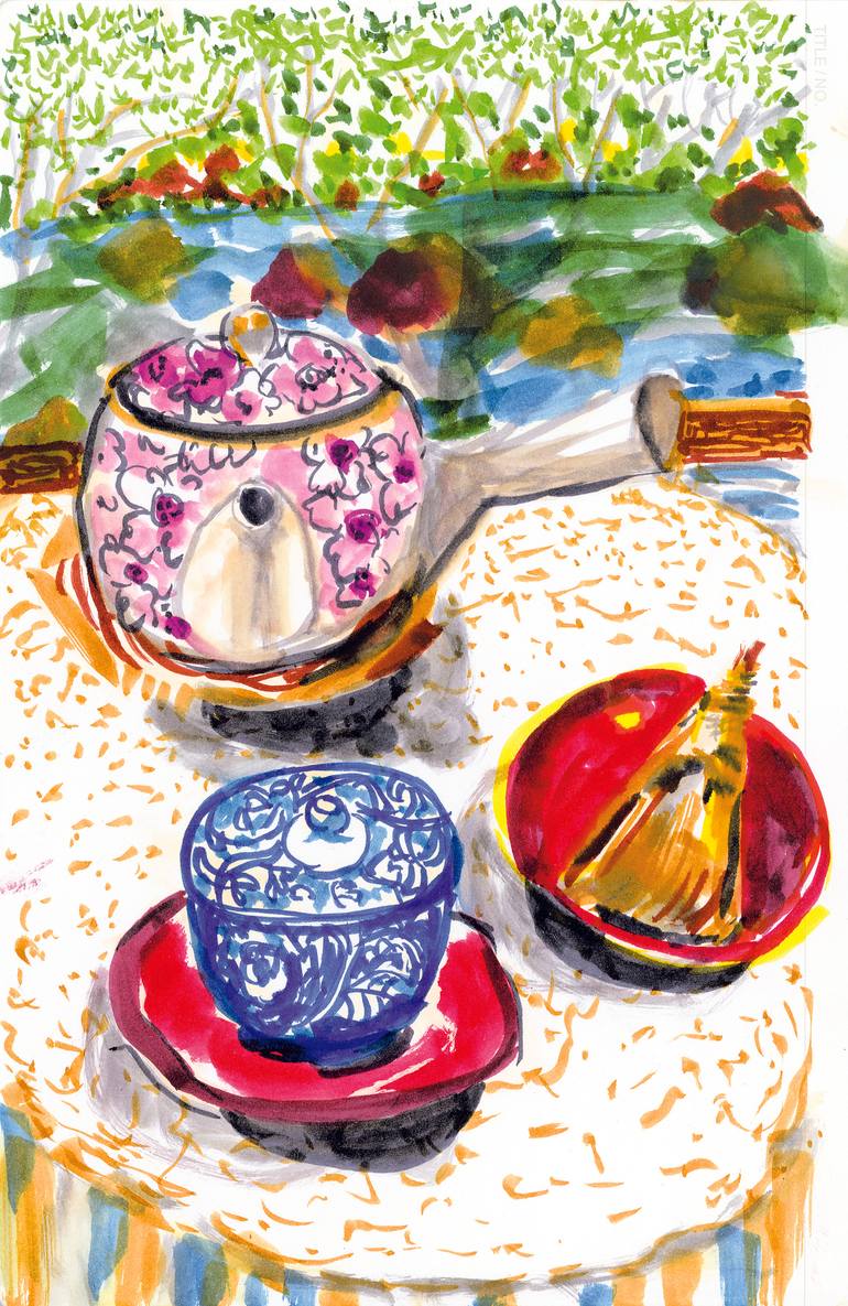 JAPANESE GREEN TEA Drawing by Anat Or Magal | Saatchi Art