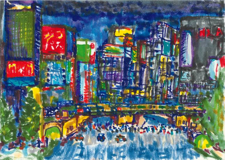 TOKYO AT NIGHT Drawing by Anat Or Magal | Saatchi Art