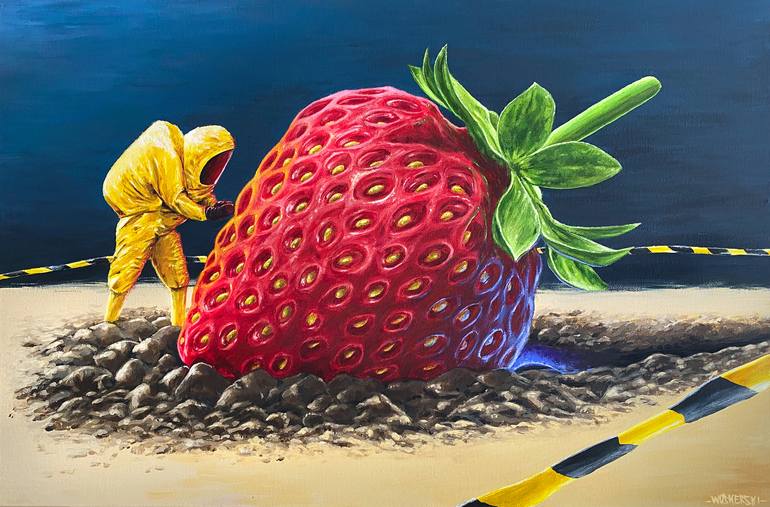 Strawberry Crash-Landing Painting by Woskerski Art | Saatchi Art