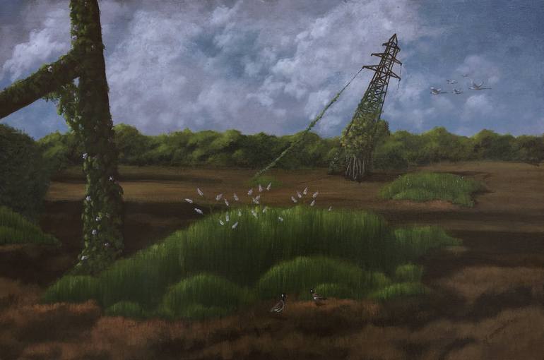 Electric Pylons Painting by Yohani Kamarudin | Saatchi Art
